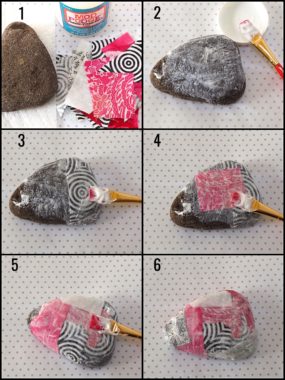 Fabric Découpage Rock Paperweight - Create with Claudia