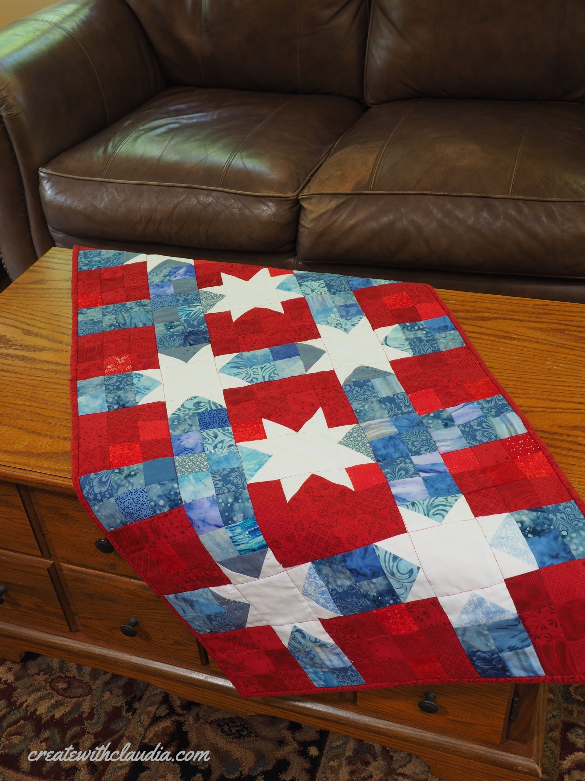 Scrap Busting Patriotic Table Runner - Create with Claudia