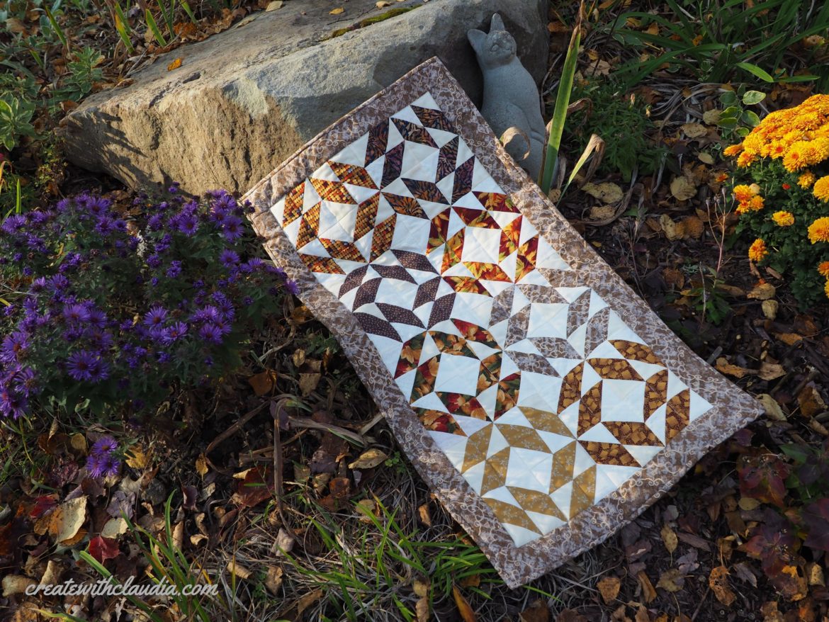 Swirling Leaves Quilted Table Runner Pattern - Create with Claudia