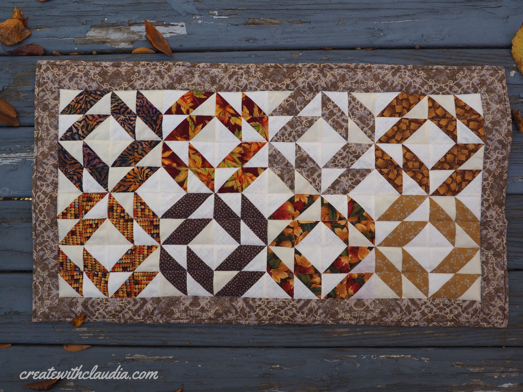 Swirling Leaves Quilted Table Runner Pattern - Create with Claudia