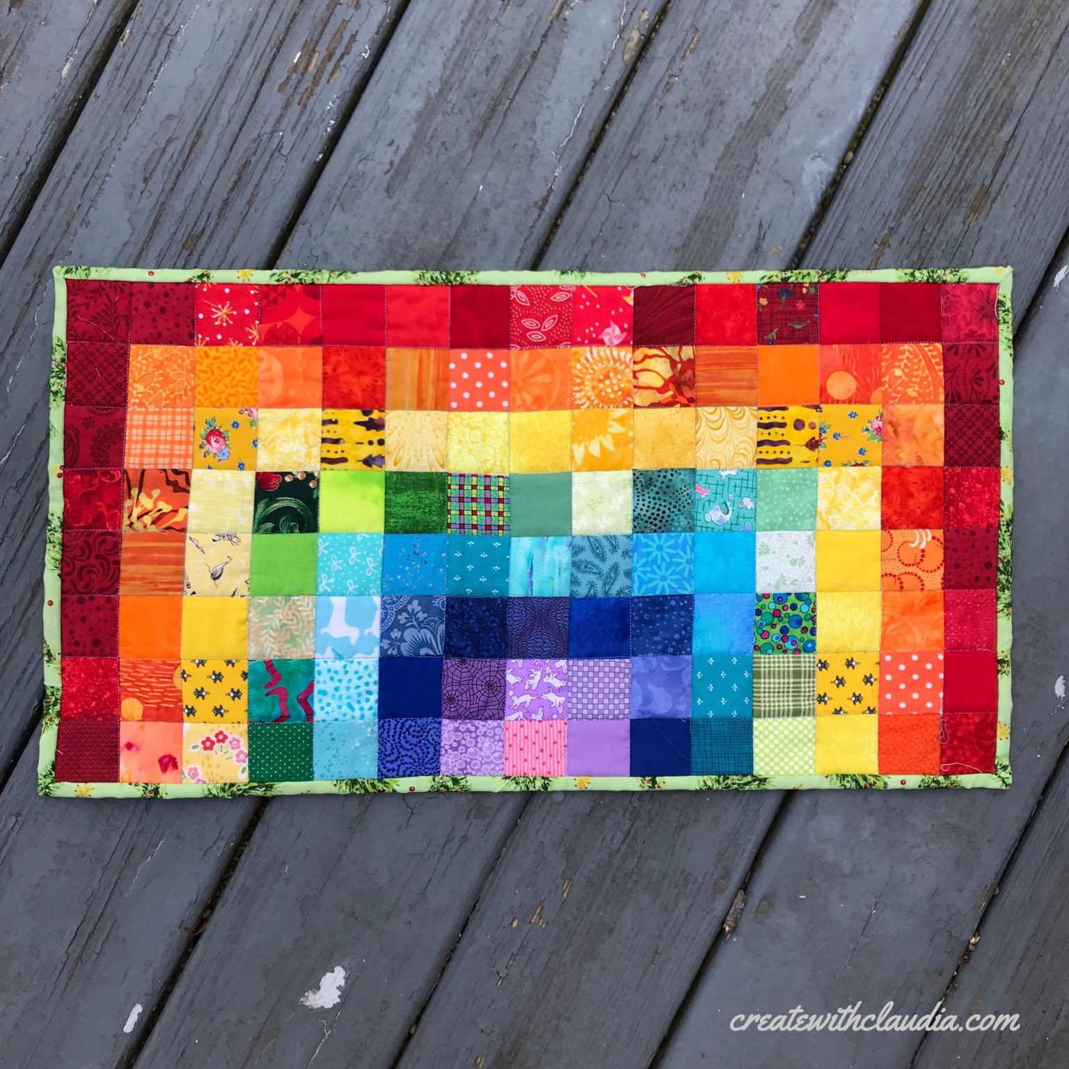 How to Make a Scrappy Rainbow Mini Quilt - Create with Claudia