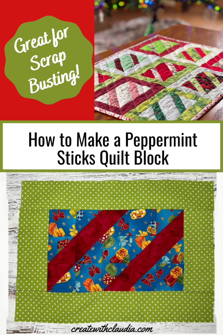 How to Make a Peppermint Sticks Scrap Quilt Block - Create with Claudia