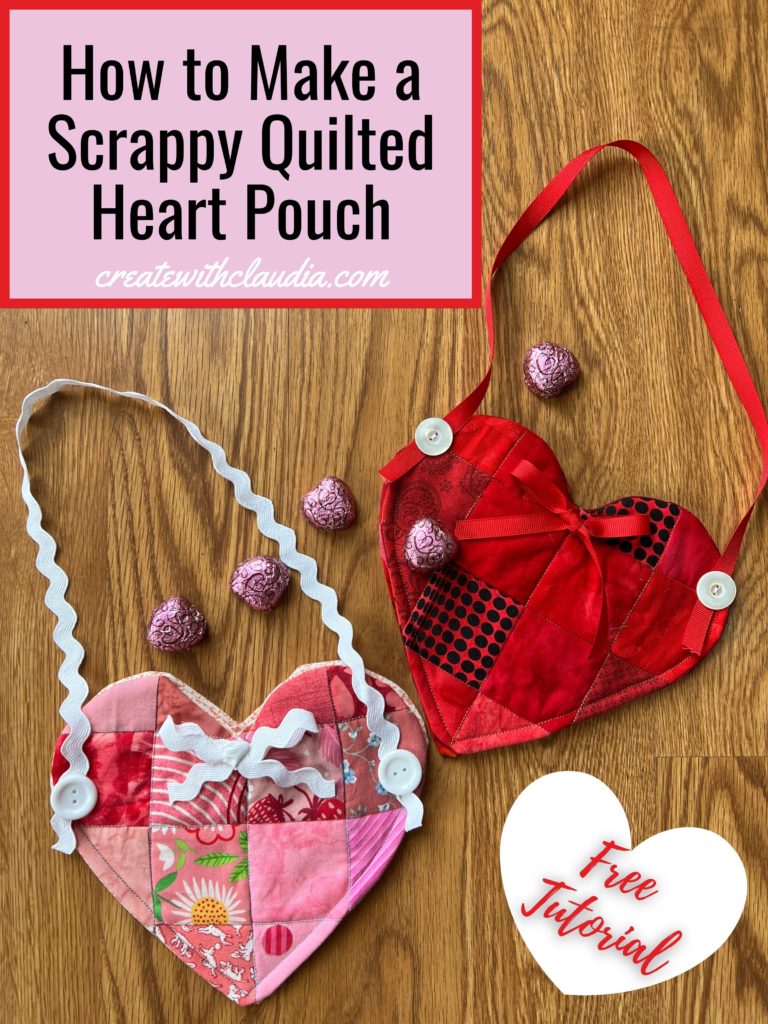 How to Make a Scrappy Quilted Heart Hanging Pouch - Create with Claudia