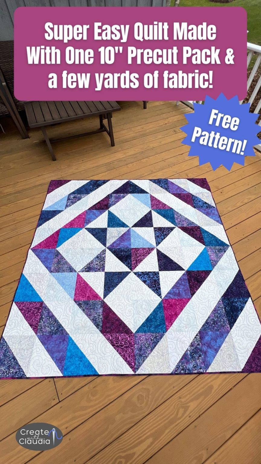 Super Easy Quilt Made with One 10" Precut Pack and a Few Yards of ...
