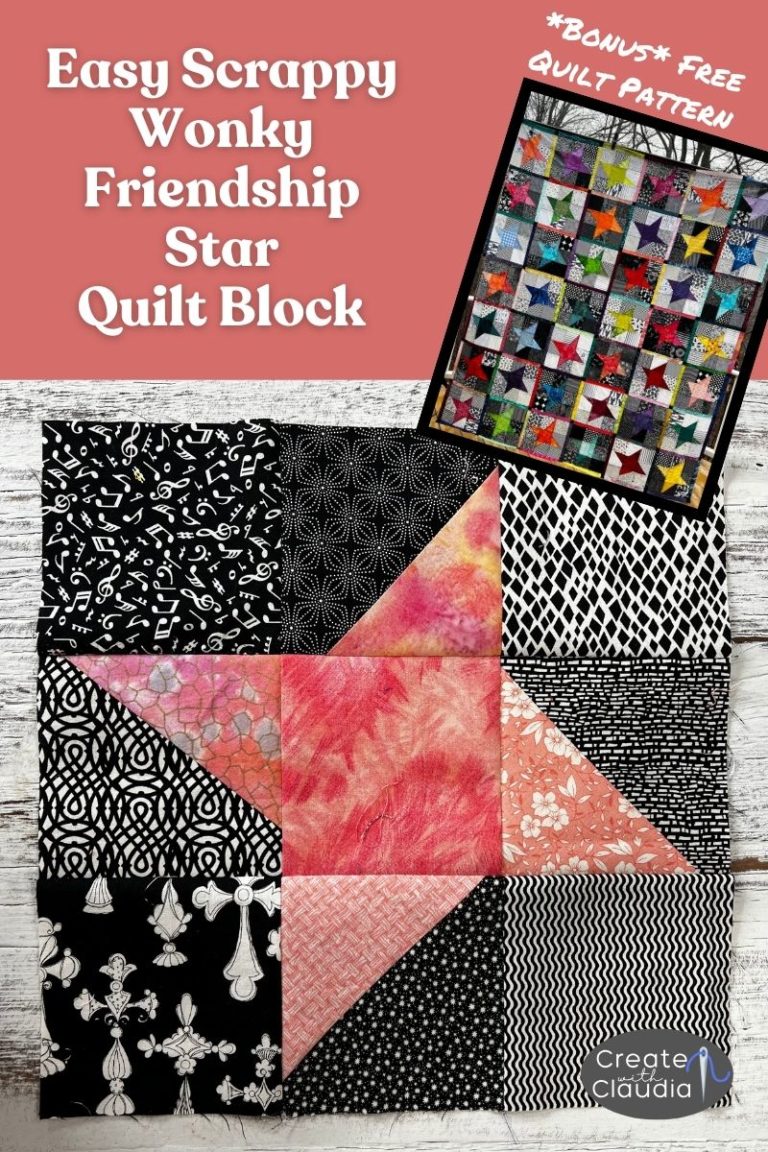 Easy Wonky Friendship Star Quilt Block Tutorial - Create with Claudia